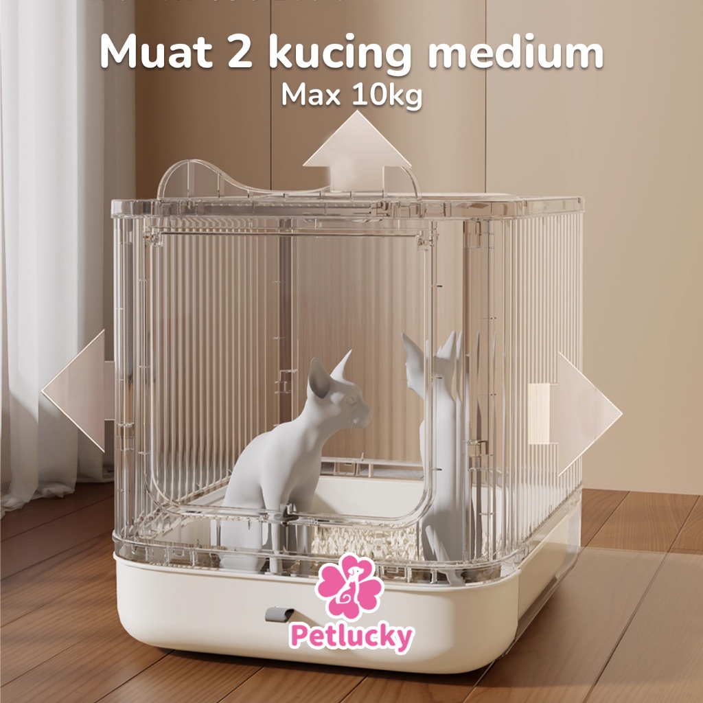 Jual PetLucky Dual Door Cat Litter Box Muat 2 Kucing Kotak Pasir Toilet ...
