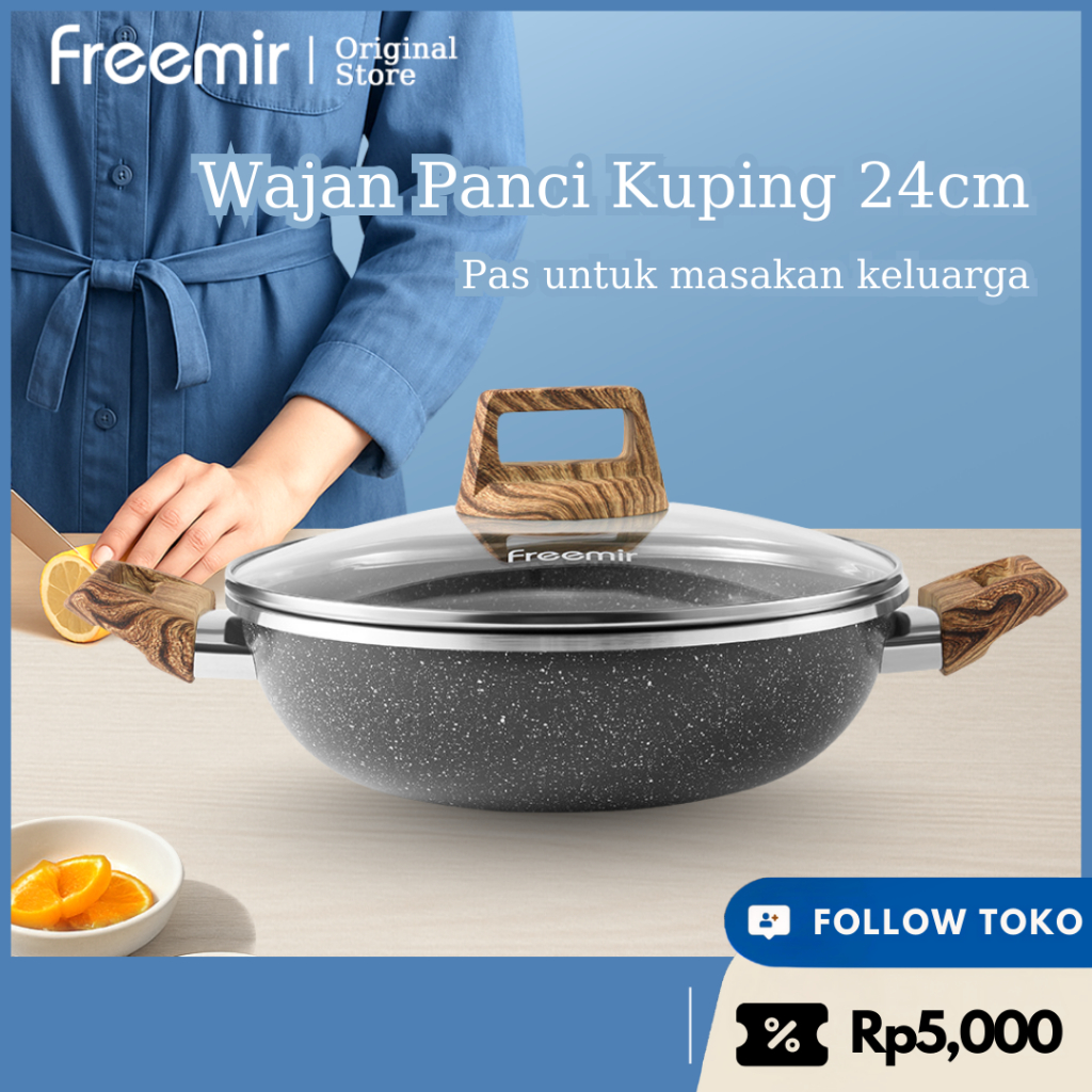 Jual Original freemir Wajan Panci Kuping Granite 24cm Tinggi 7.5cm ...