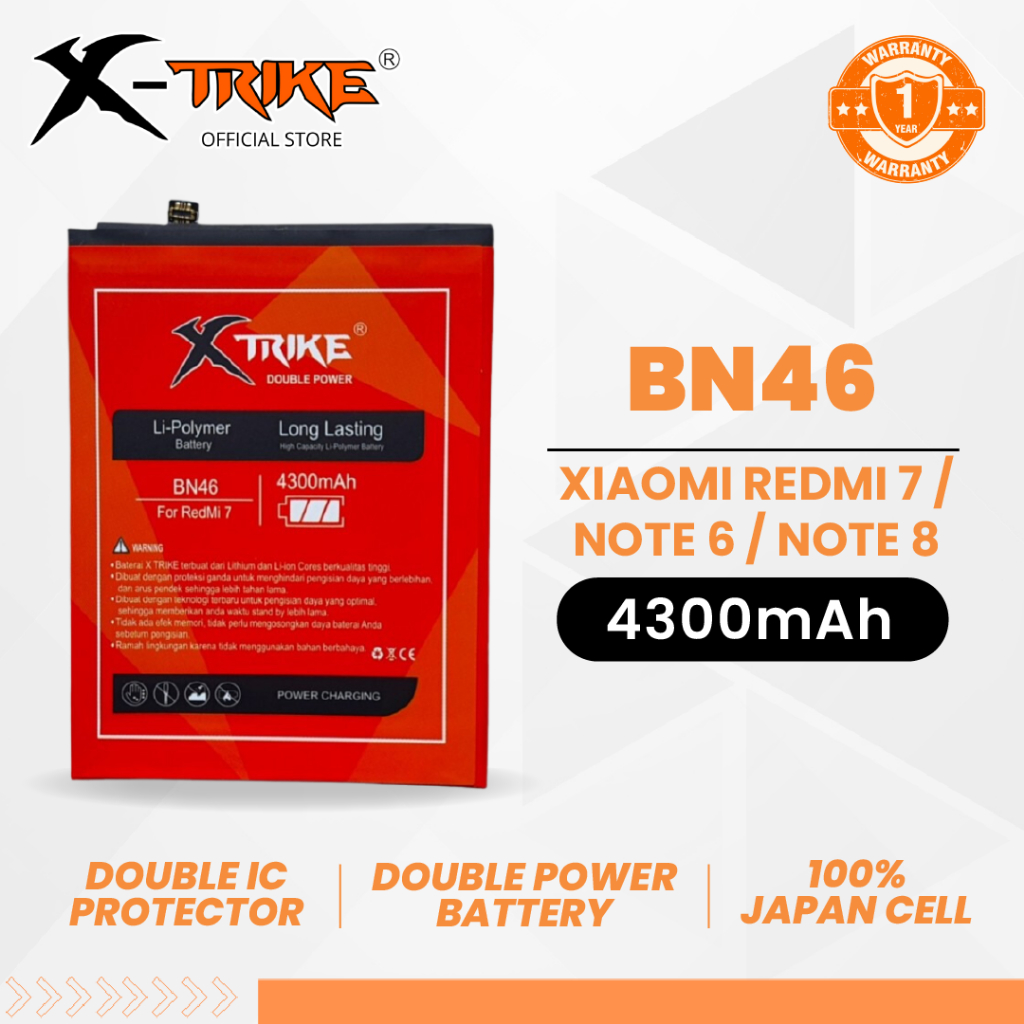 Jual XTRIKE Baterai Xiaomi Redmi 7 - Note 6 - Note 8 BN46 Double Power | Shopee Indonesia