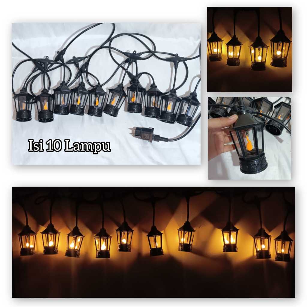 Jual Lampu Dekorasi Unik Lentera Jadul LED Gantung Isi 10 Lampu 5 Meter ...