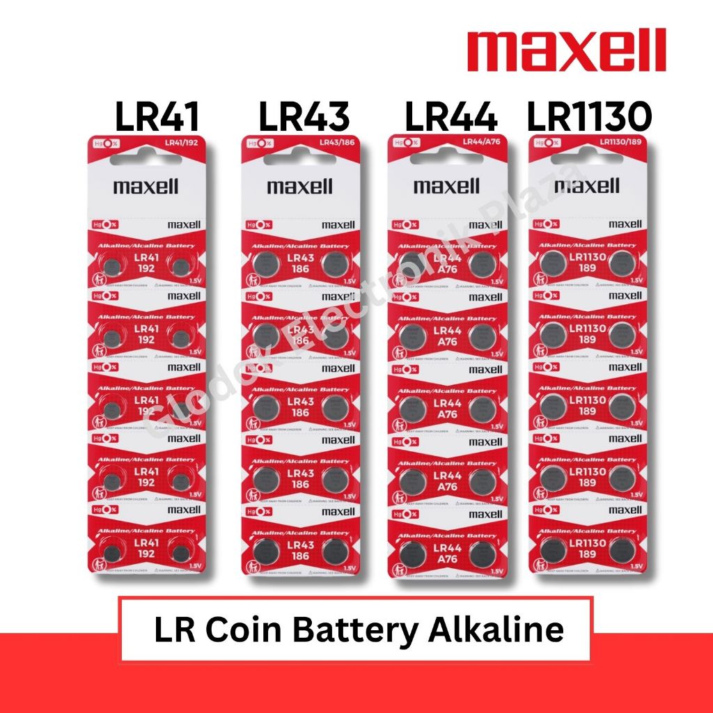 Jual Maxell Battre Alkaline LR41 192 LR43 186 LR44 A76 LR1130 189 ...