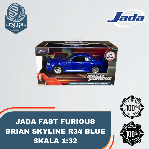 Jual Jada Fast And Furious Brian Nissan Skyline GT-R R34 Skala 32 Diecast Mobil Koleksi Original ...