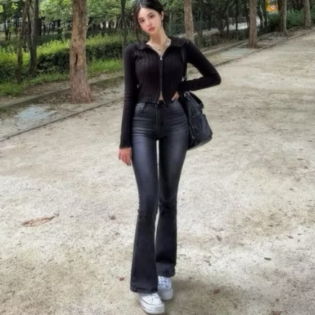 Jual Highwaist Cutbray Jeans Retro Wanita-Celana Jeans Cutbray Wanita ...