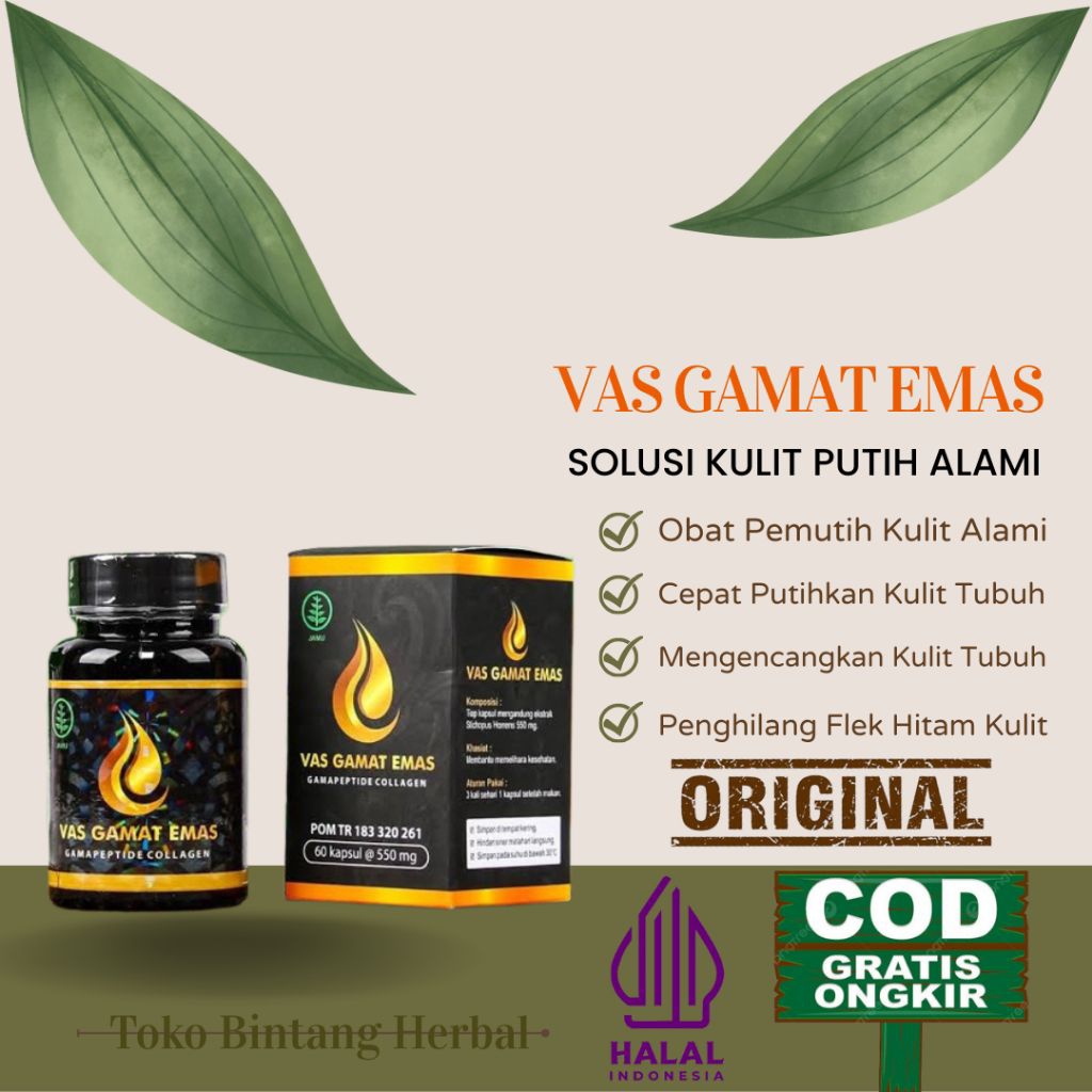 Jual Vitamin Obat Pemutih Pencerah Kulit Badan & Wajah Vas Gamat Emas ...