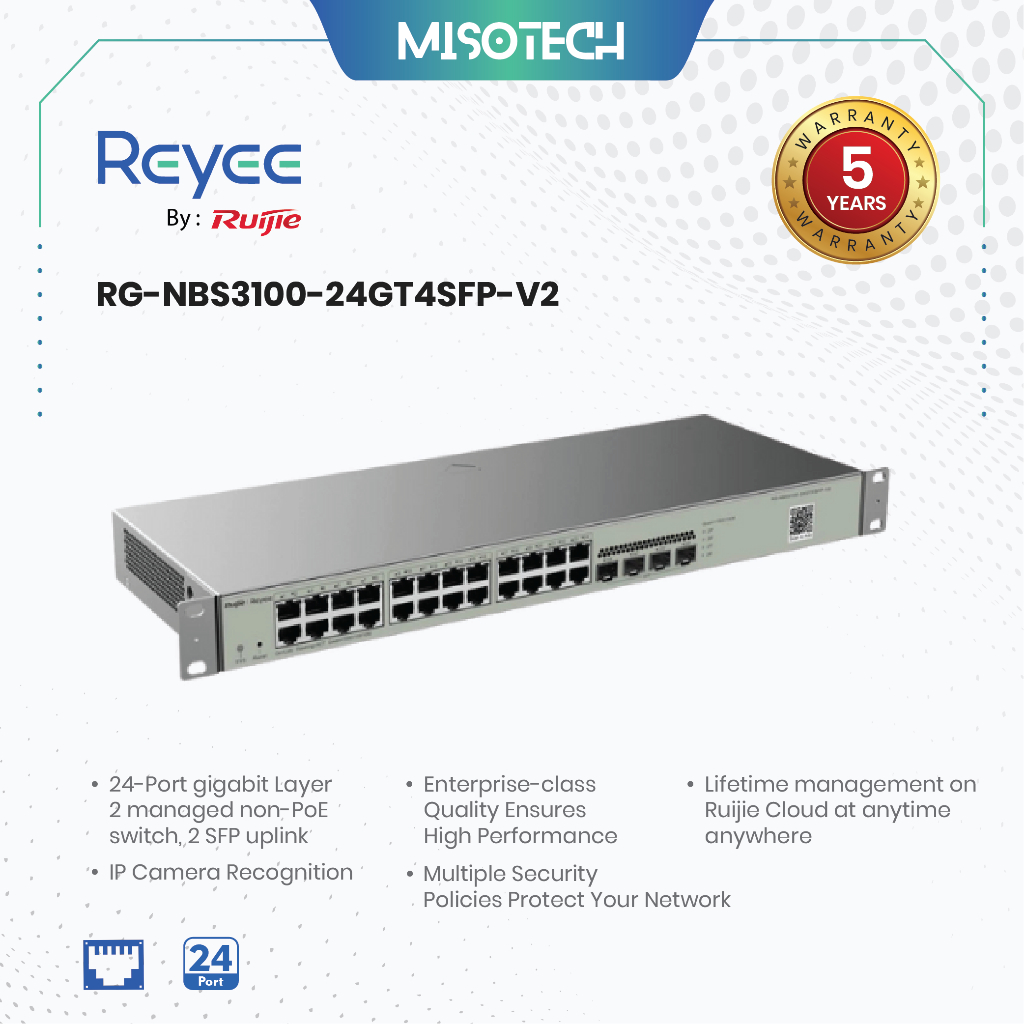Jual Ruijie Reyee RG-NBS3100-24GT4SFP-V2 L2 Cloud Managed Switch 24 ...