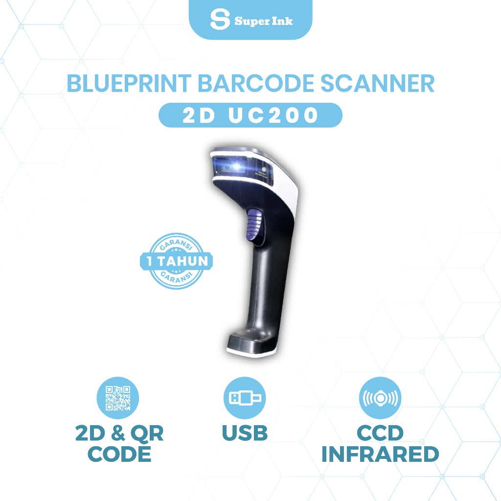 Jual Barcode Scanner Blueprint USB 2D UC200 Auto Scan Original Support ...