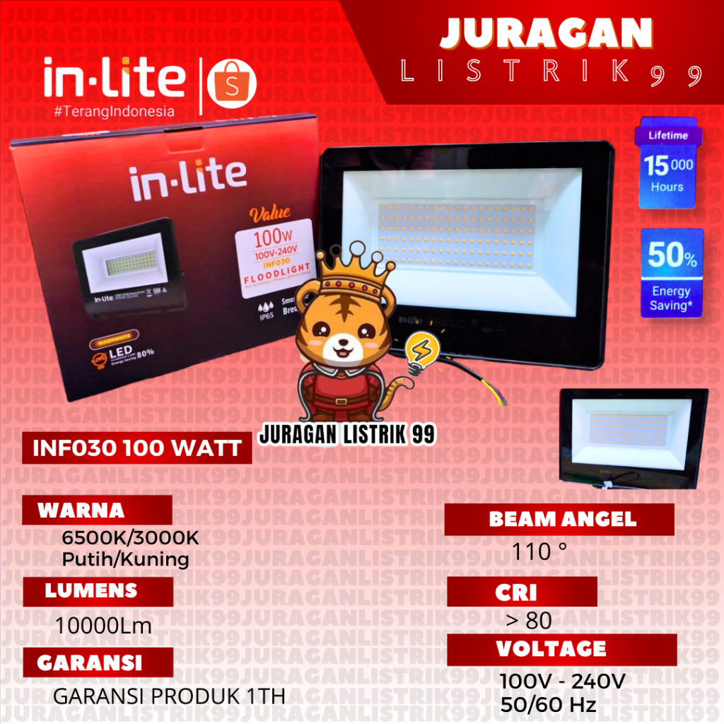 Jual INLITE - LAMPU SOROT FLOODLIGHT LED INLITE VALUE 100W 100 WATT ...