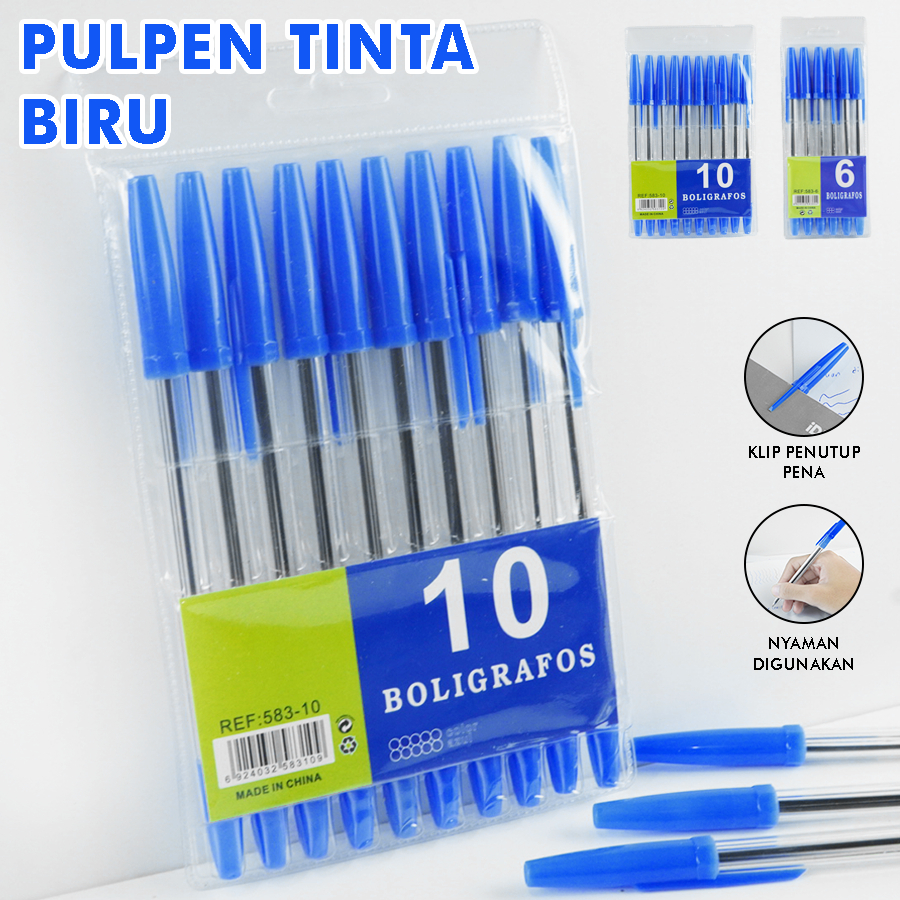 Jual Pulpen Tinta Biru Pulpen Standart Halus Anti Luntur Perlengkepan ...