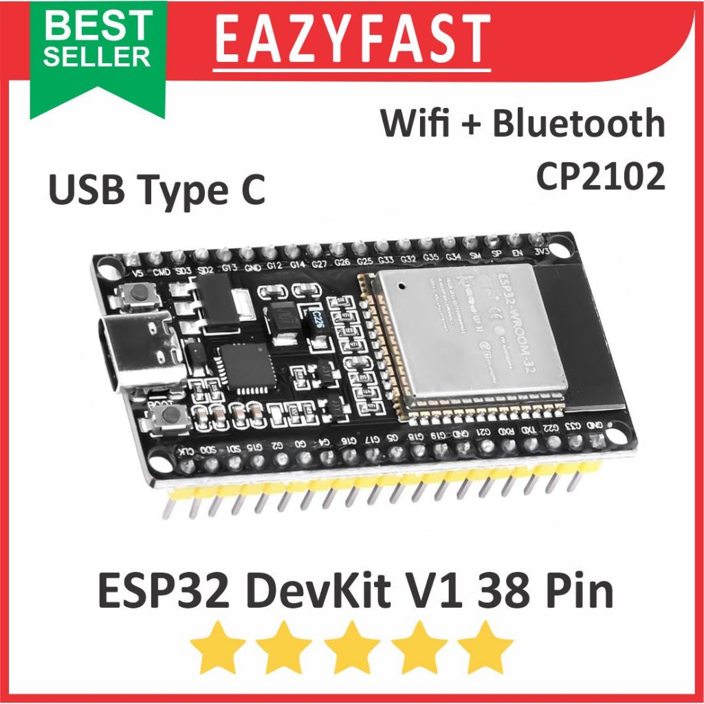 Jual ESP32 38P CP2102 DevKit V1 USB Type C ESP 32 38 P Pin Kaki Wifi Bluetooth IOT Internet ...