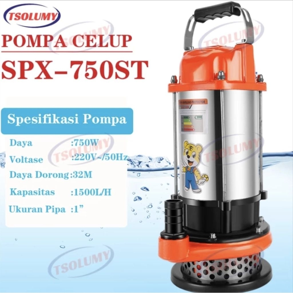 Jual POMPA CELUP SOMY SPX-750ST 1" MANUAL 220V POMPA AIR KOTOR/BERSIH ...
