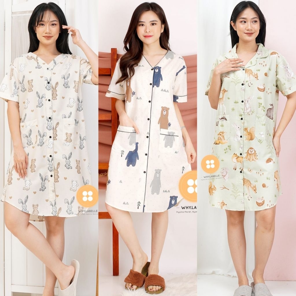 Jual WHY.LABELLE daster piyama katun terusan busui | Shopee Indonesia