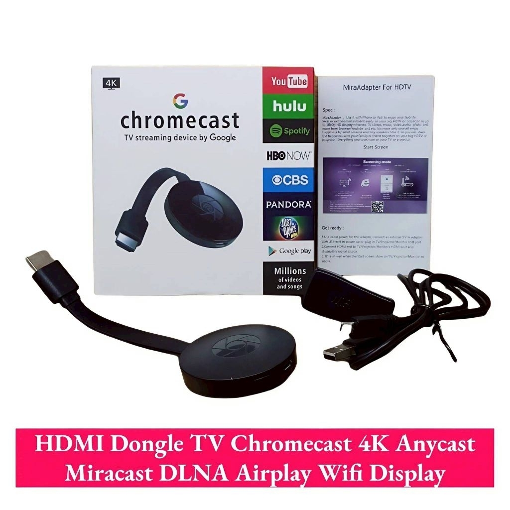 Jual HDMI Dongle TV Chromecast 4K Anycast Miracast DLNA Airplay Wifi ...