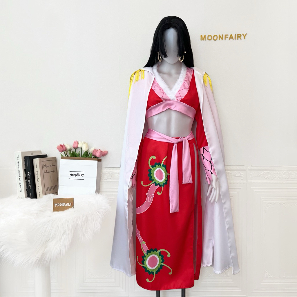 Jual Moonfairy - One Piece Boa Hancock Cosplay Costume Red Dress Anime ...