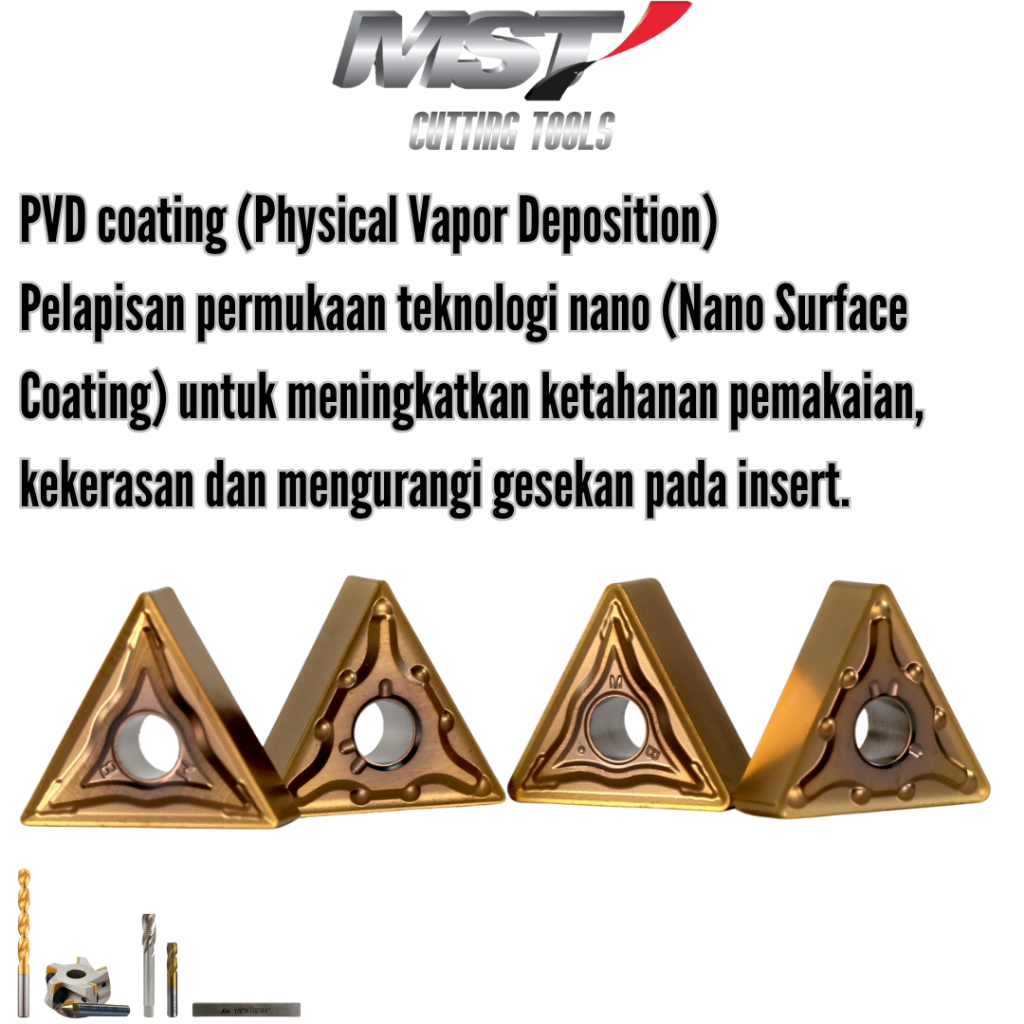 Jual MST Insert Lathe Machine TNMG Type PVD Coating Negative Angle Mata ...