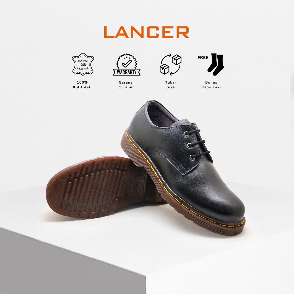 Jual LANCER - Maxwell Men Leather Shoes Docmart Basic Derby Oxford ...