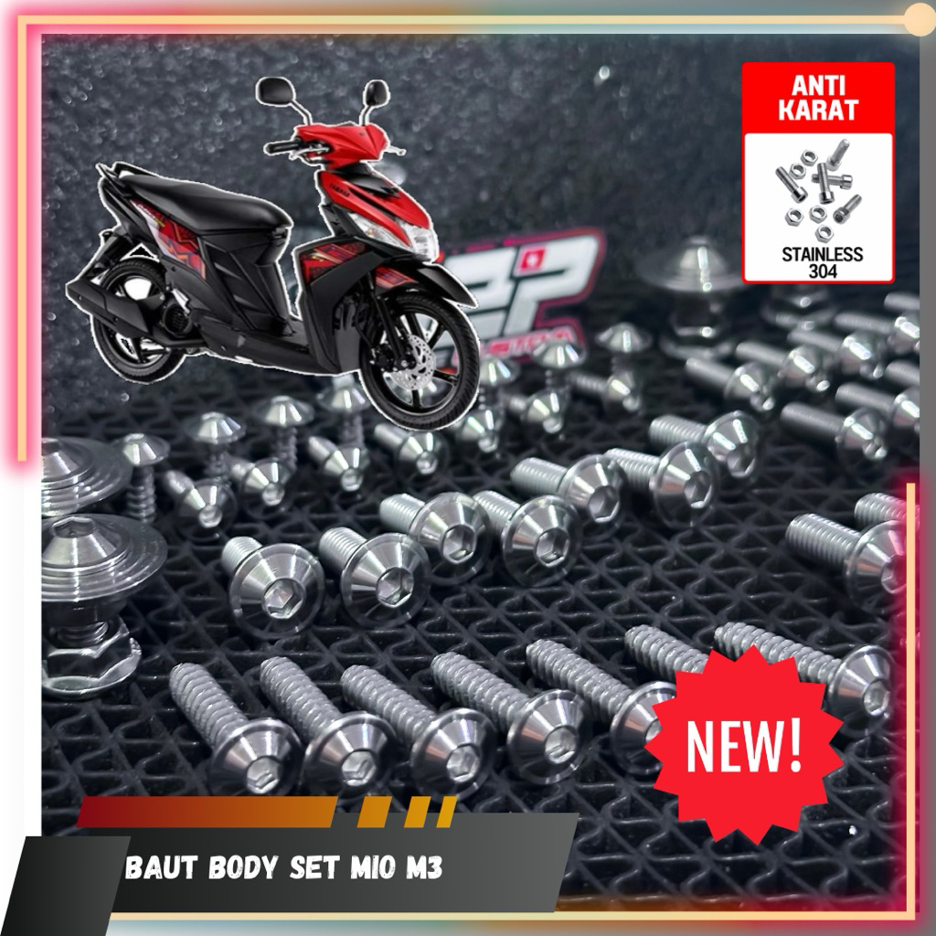 Jual Baut Body Mio M3 L Stainless Steel Model Titanium Custom Handmade ...