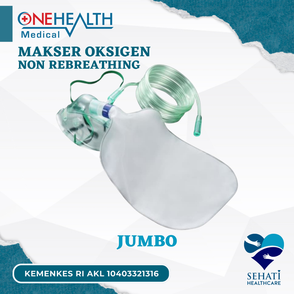 Jual OneHealth Masker Oksigen Non Rebreathing Dewasa Jumbo Oxygen Mask ...