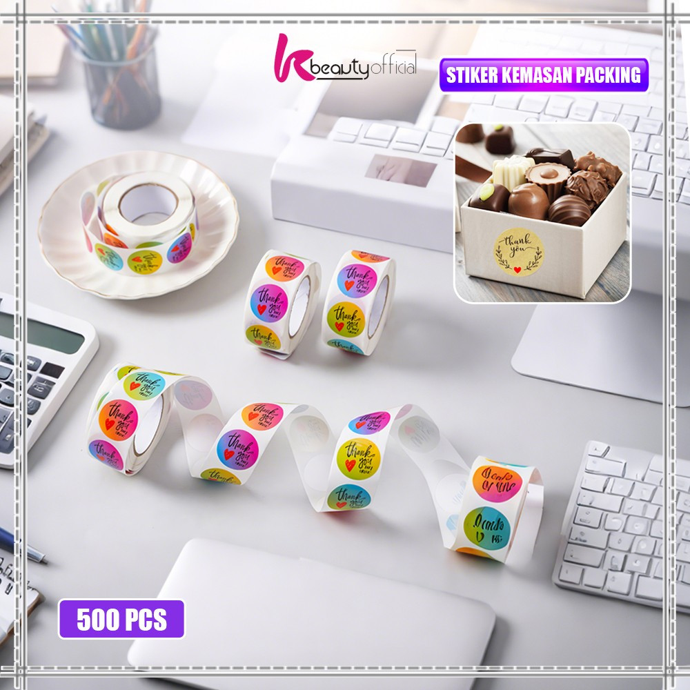 Jual KB-C817 Sticker Thank You 1 Roll 500PCS Stiker Label Makanan ...