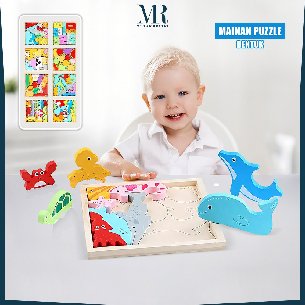 Jual Mainan Edukasi Anak Wooden Toys Puzzle 3D Cocokkan Bentuk Mainan ...