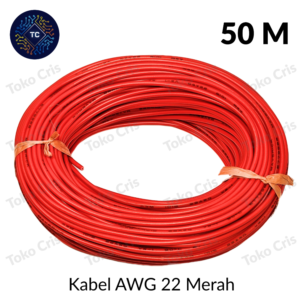 Jual Kabel AWG 22 Merah 50 Meter / Kabel awg22 Serabut 50m / Kabel ...