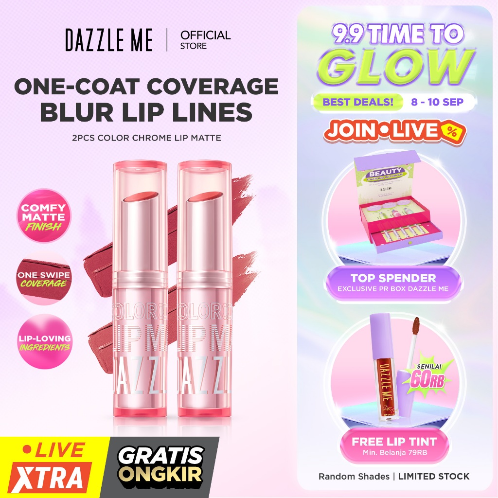 Jual [2PC] DAZZLE ME Color Chrome Lip Matte Bundle Lipstick dengan ...