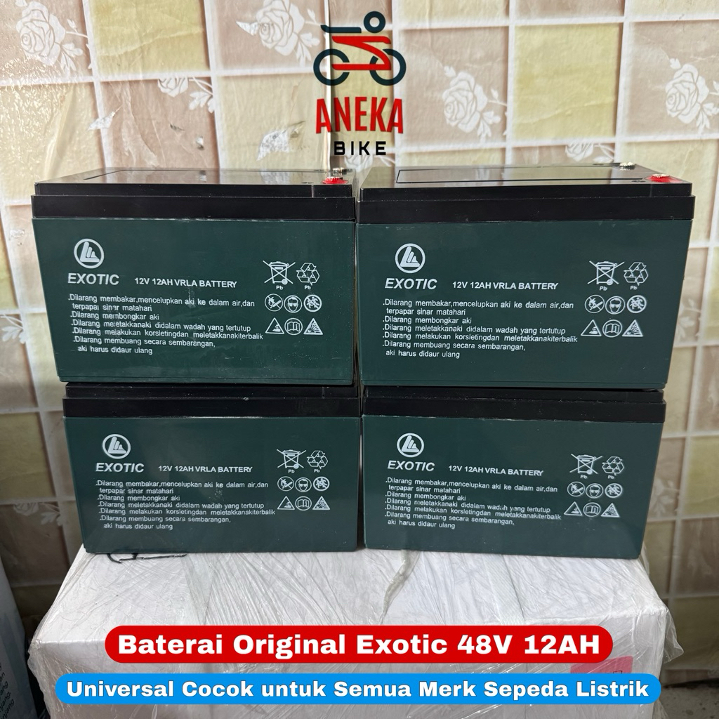 Jual BATERAI AKI ORIGINAL EXOTIC 48V 12AH 1 SET 12V 12AH SATUAN 6-DZF ...