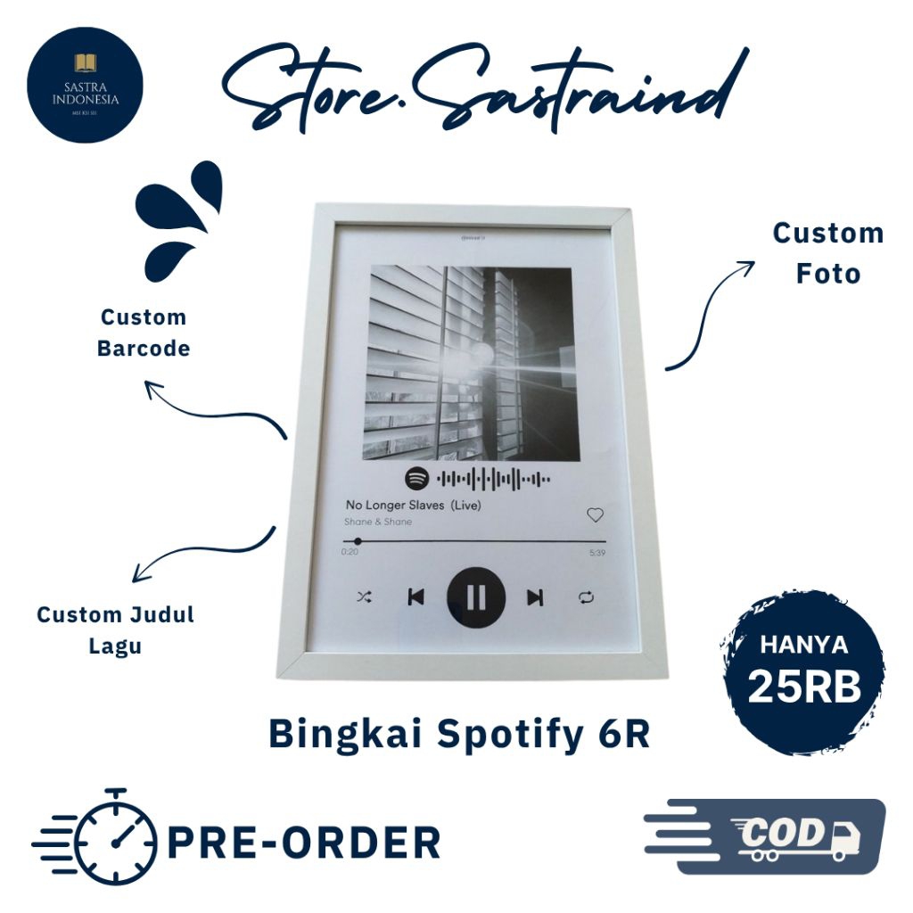 Jual Cetak Foto Custom + Bingkai 6R Spotify Couple, Hadiah Ulang Tahun ...