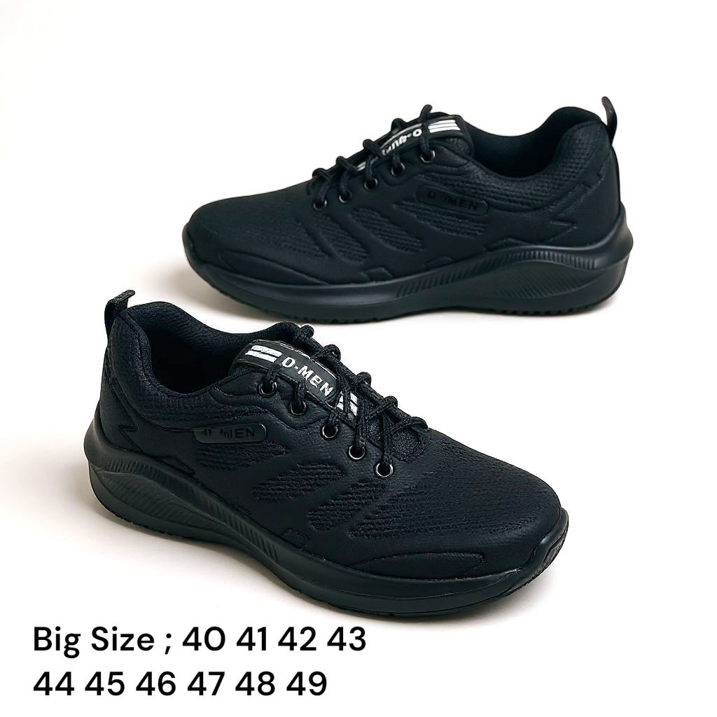 Jual D - MEN sepatu olahraga nasional pria hitam polos mulai size 40 41 ...