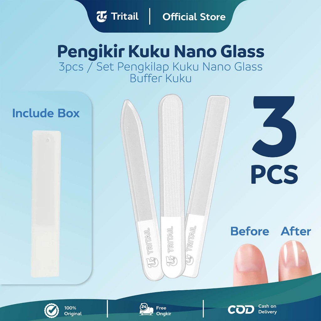 Jual Tritail - 3pcs / Set Pengkilap Kuku Nano Glass Pengikir Kuku Nano ...