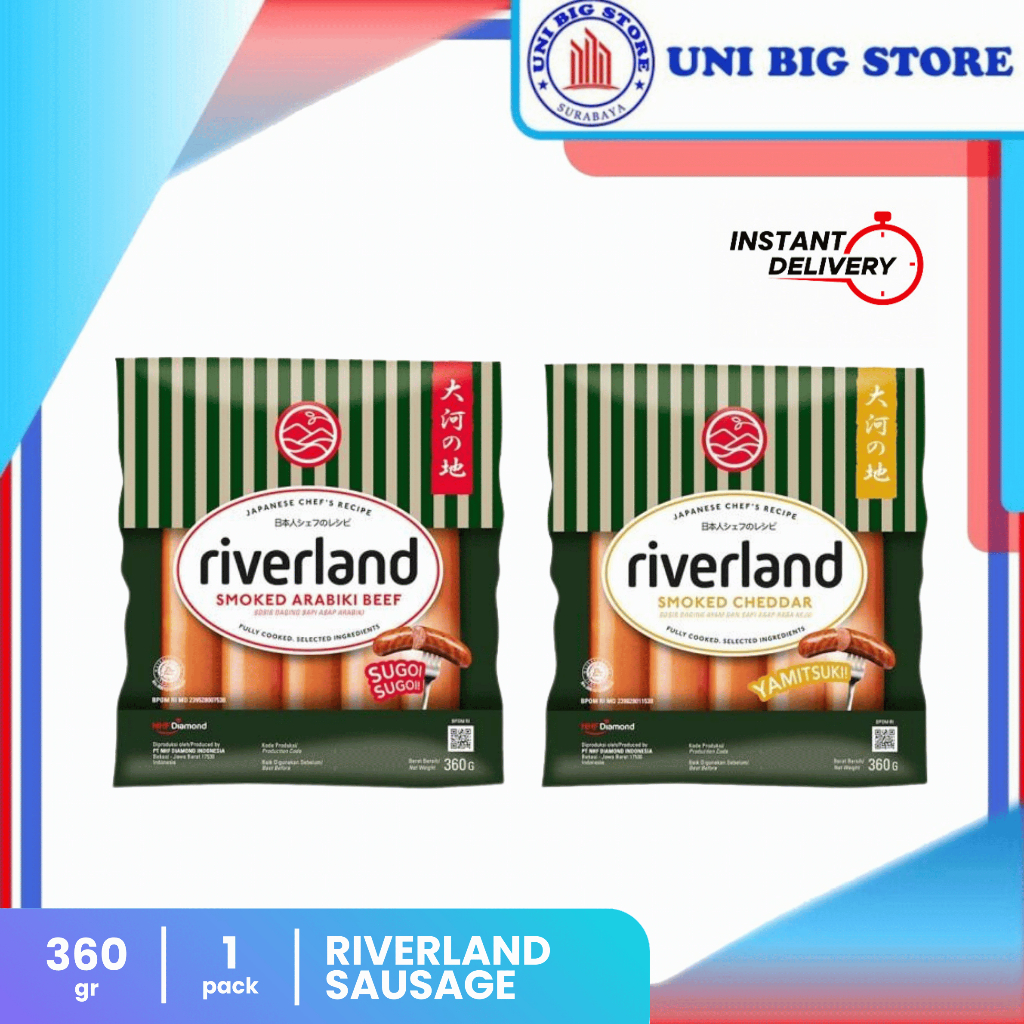 Jual Riverland Smoked Arabiki | Cheddar Beef Sausage | Black Pepper 360 ...