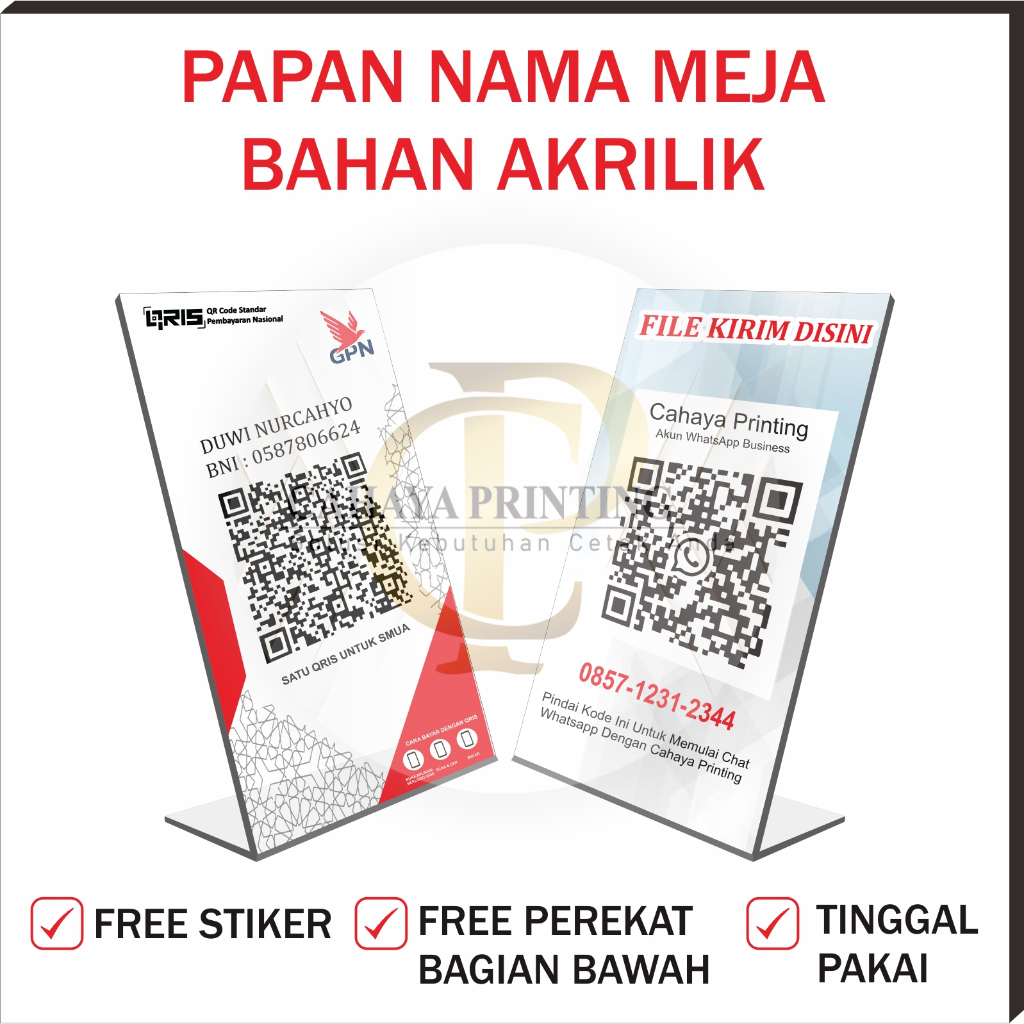 Jual stand meja qris akrilik/ papan nama akrilik qris | Shopee Indonesia