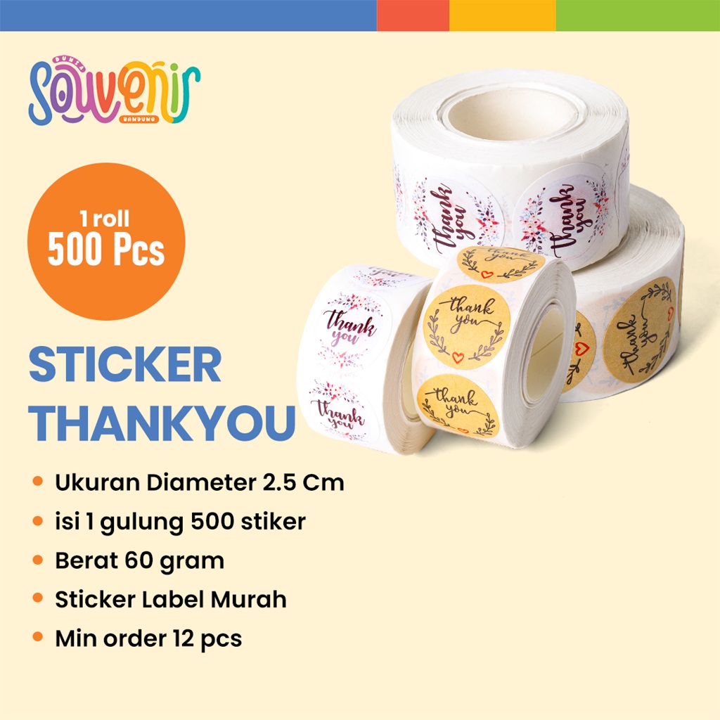 Jual Sticker Thank You | Stiker Terima Kasih | 500 Pcs / 1 Roll ...
