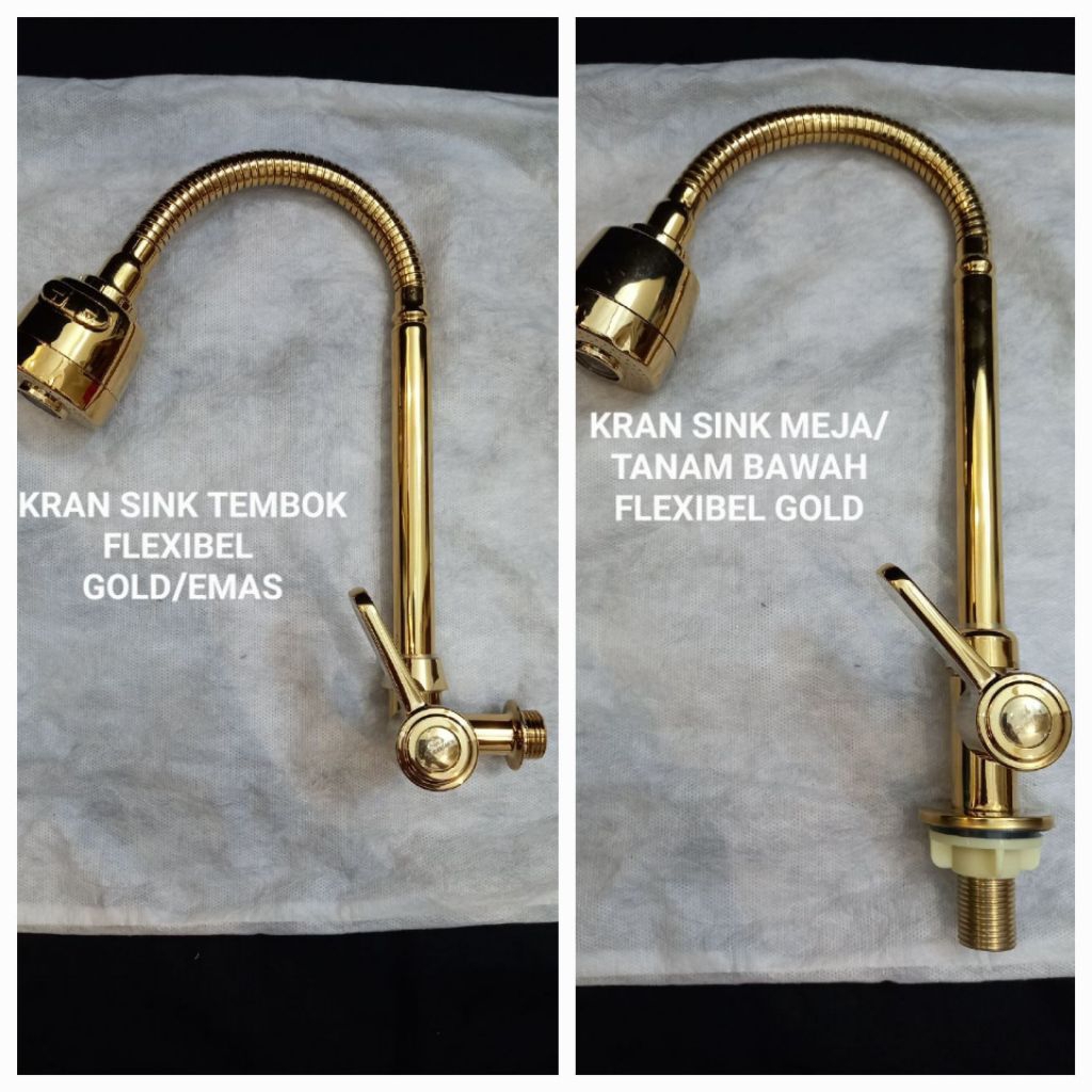 Jual Kran Sink Meja Flexibel Emas Kran Cuci Piring Wastafel Dudukan ...