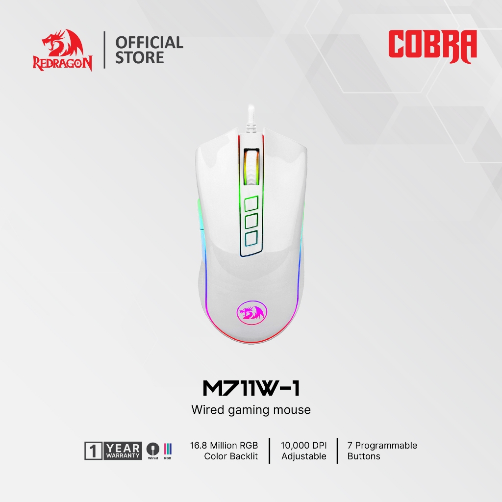 Jual Redragon COBRA M711 White Wired gaming mouse 10000 DPI Adjustable ...