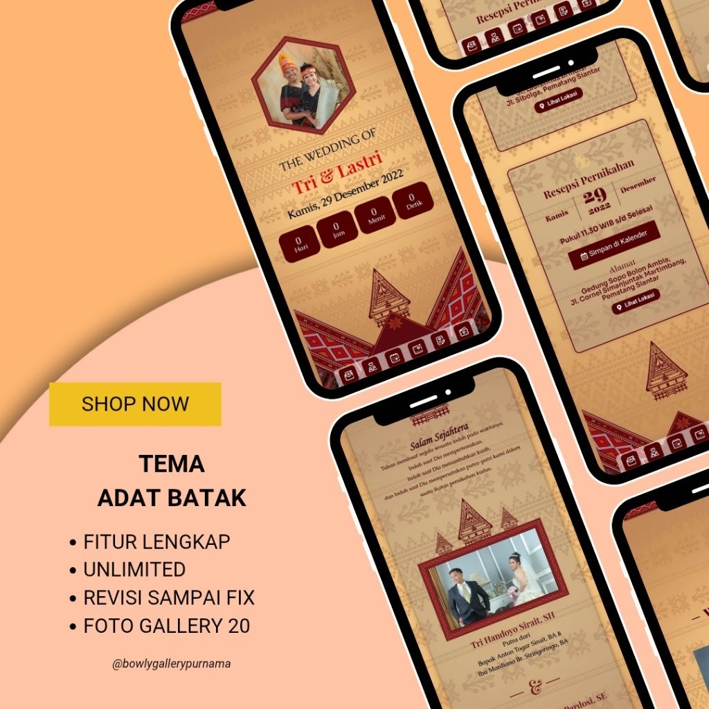 Jual undangan digital website pernikahan full fitur tema adat batak ...