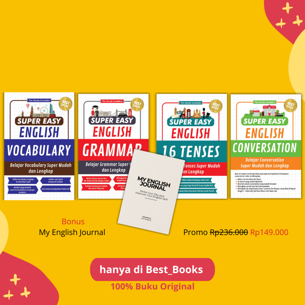 Jual Hemat 4 Buku Super Easy English Grammar Vocabulary Tenses ...