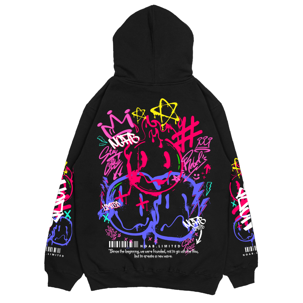 Jual Ngab Hoodie Jumper Crown Street Vandal V.2 HD032 Hitam Unisex Pria ...