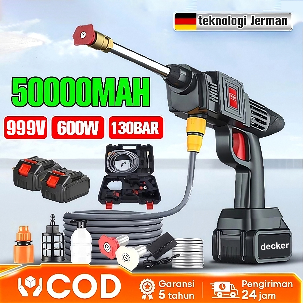 Jual DECKER Mesin Cuci Mobil Jet Cleaner Tekanan 999v 130bar Pistol Air ...