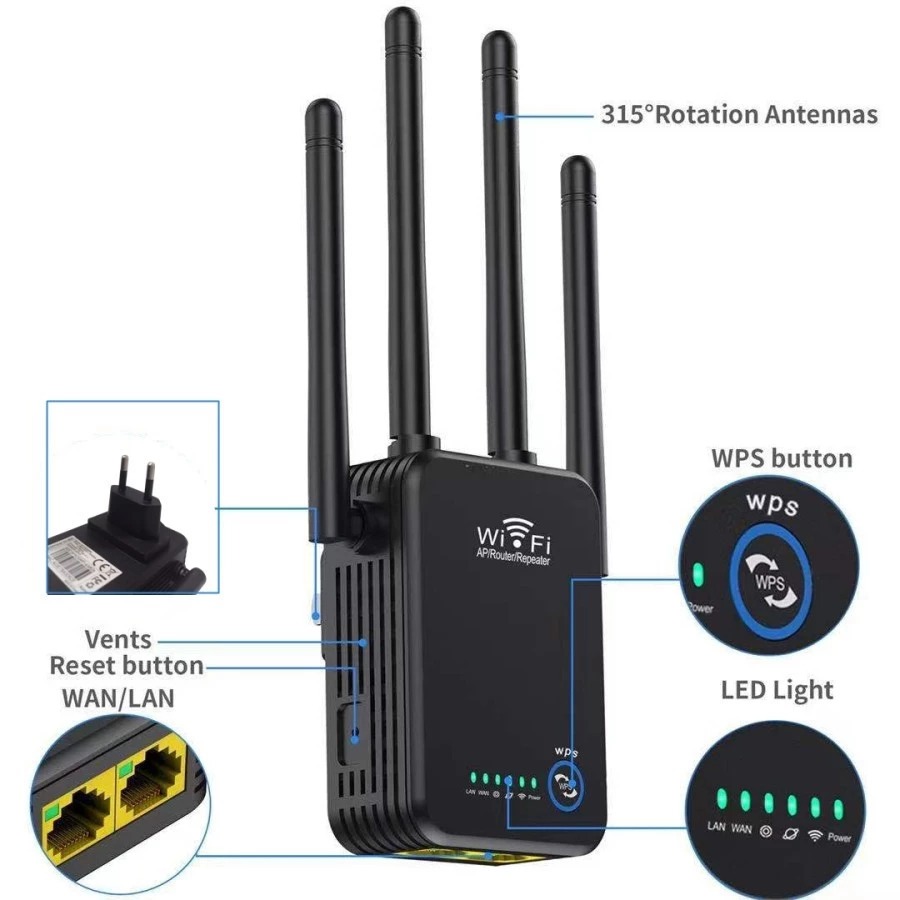 Jual Wifi Extender 4 Antena 300M WIFI Repeater Wireless Wifi Range ...