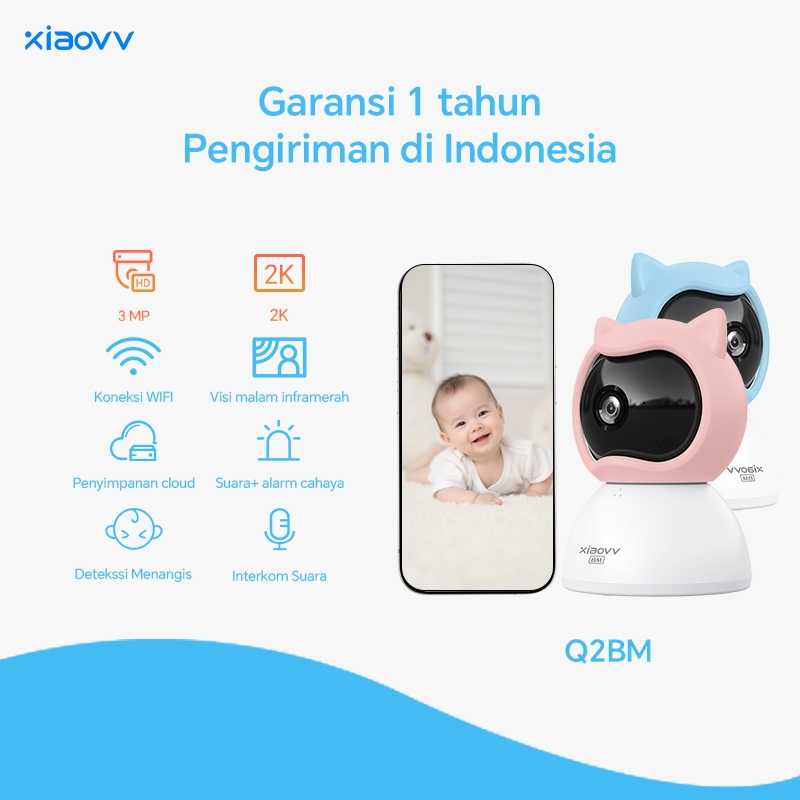 Jual Xiaovv Q2BM Monitor Indoor Bayi CCTV Kamera Pemantauan CCTV Bayi ...