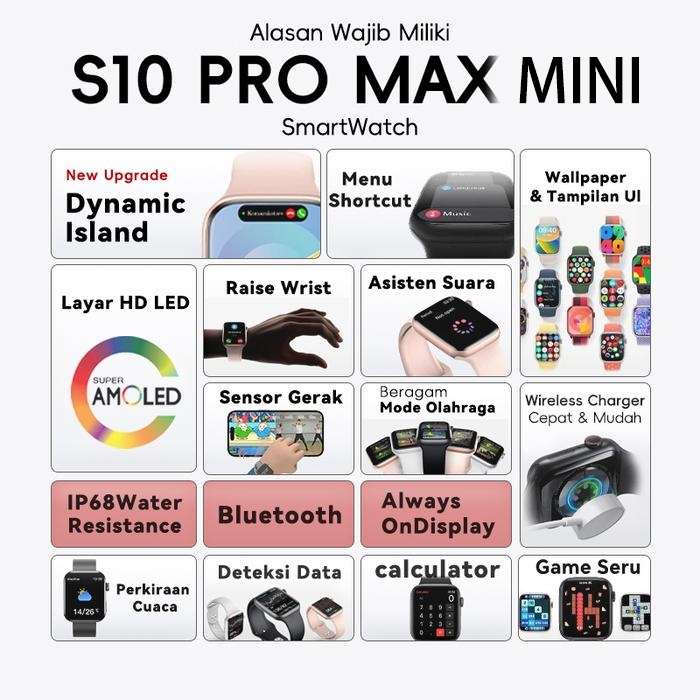 Jual [TIKO] SANSUNG Samrtwatch S10 Mini & S10 Pro Max 100%Original with ...