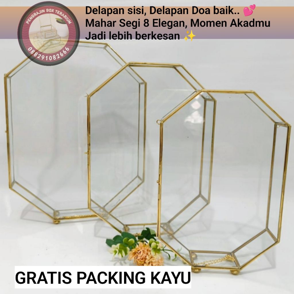 Jual Box Mahar Segi 8 Kaca Kuningan Elegan | Kotak Hantaran Seserahan ...
