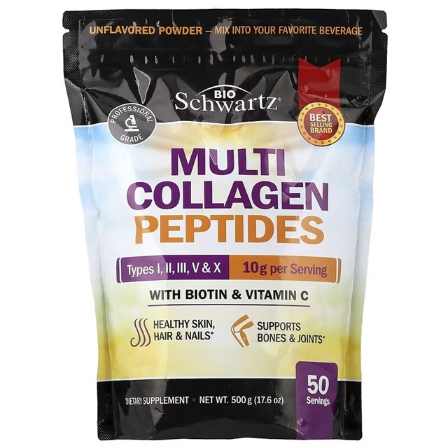 Jual BioSchwartz Multi Collagen Peptides Powder, Types I, II, III, V ...