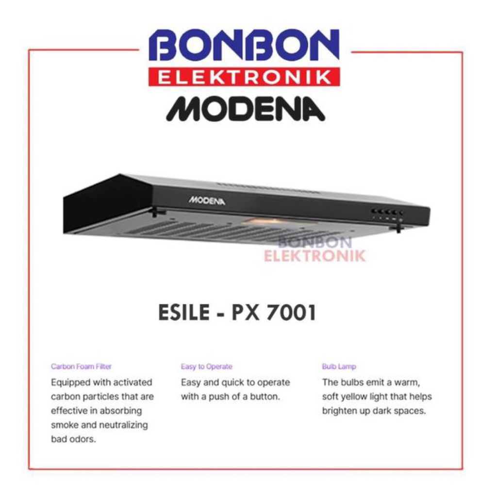 Jual Modena Cooker Hood Esile PX 0711DBBK Slim Hood 70cm / PX0711 ...