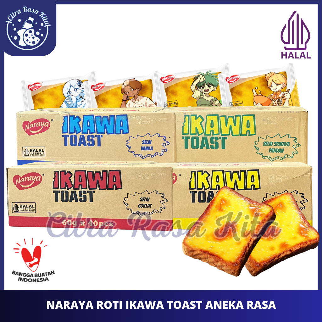 Jual Halal Naraya Ikawa Toast Roti Panggang Viral Rasa Coklat,Cheese ...