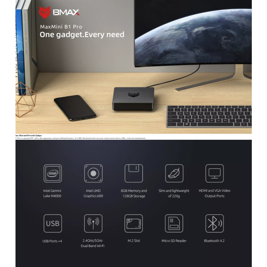 Jual Mini PC Office BMAX B1 Pro 2025 8/128GB Dual Display HDMI VGA WiFi ...