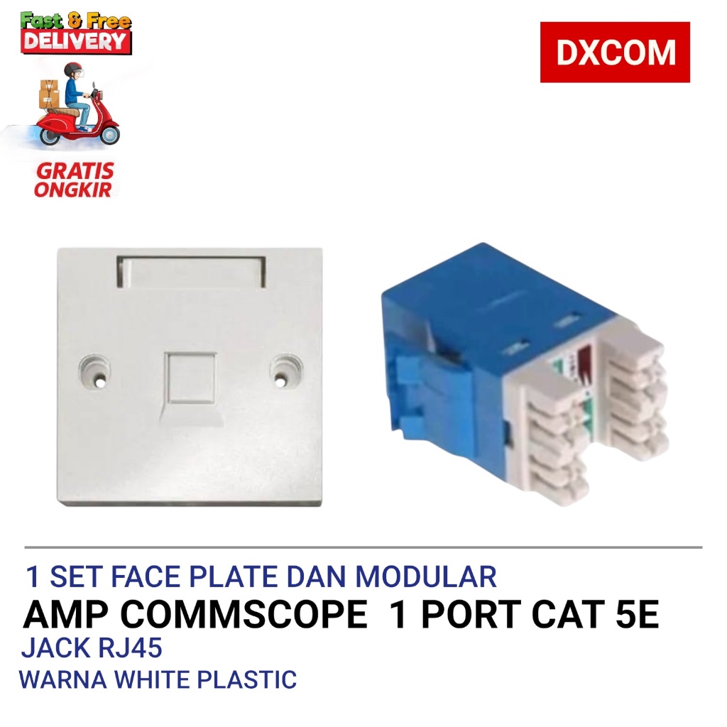 Jual 1 Set Face Plate Faceplate + Modular Cat5E Cat 5E Cat6 Cat 6 ...