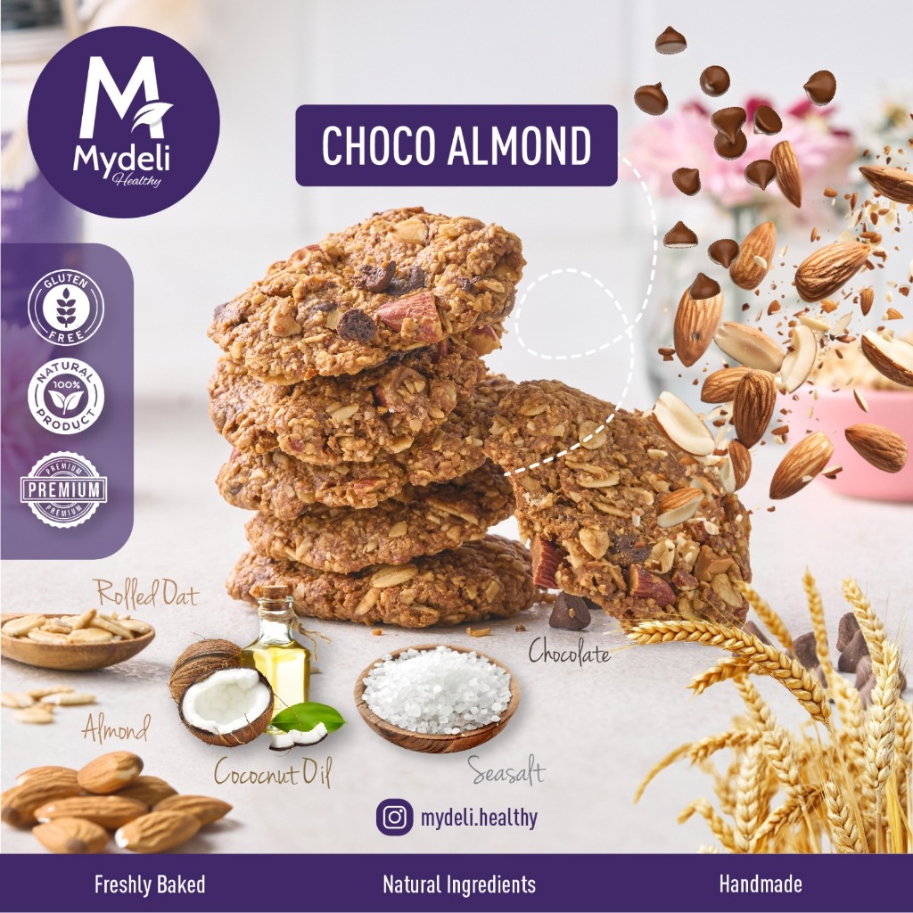 Jual Oatmeal Cookies Choco Almond Mydeli – Cemilan Sehat Homemade ...