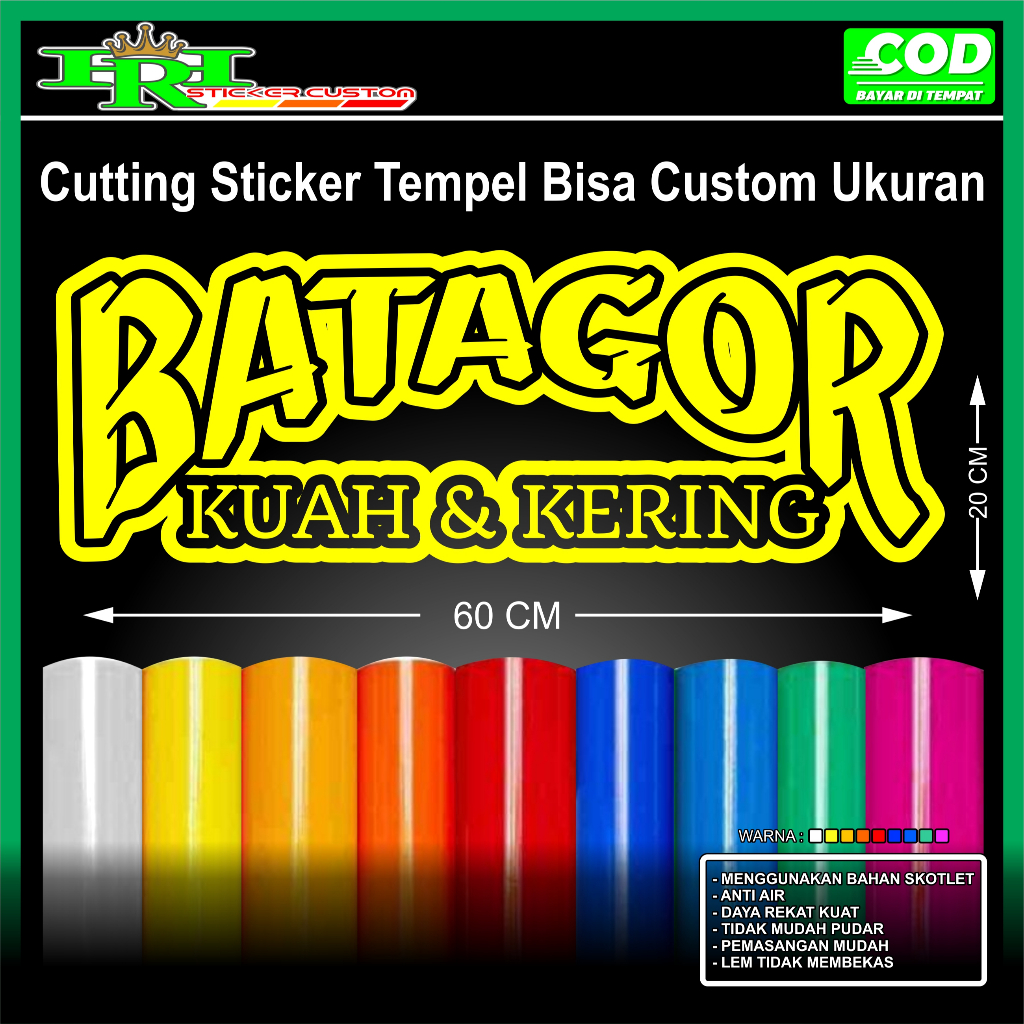 Jual TULISAN BATAGOR KUAH DAN KERING CUTTING STIKER TEMPEL,BAHAN ...
