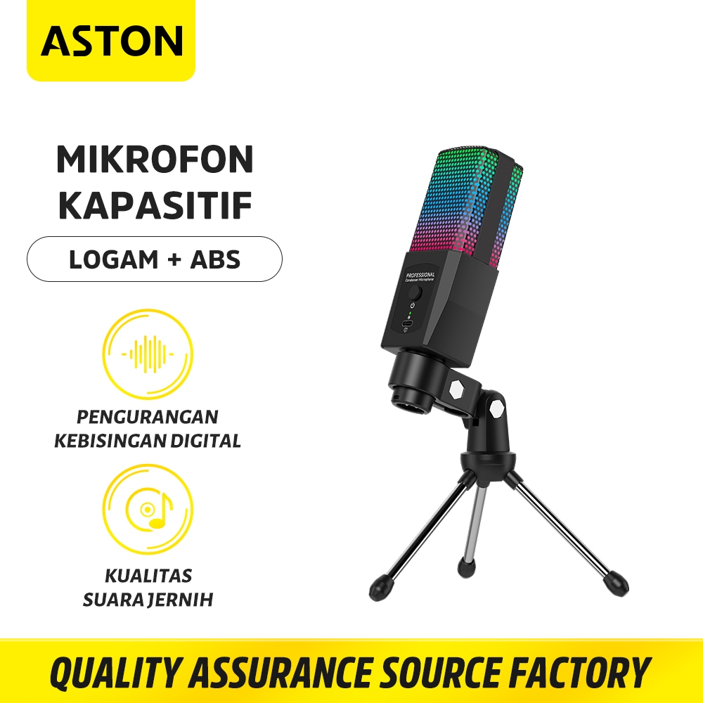 Jual ASTON Mic Microphone Konten Kreator Profesional AT-US53 Black RGB ...